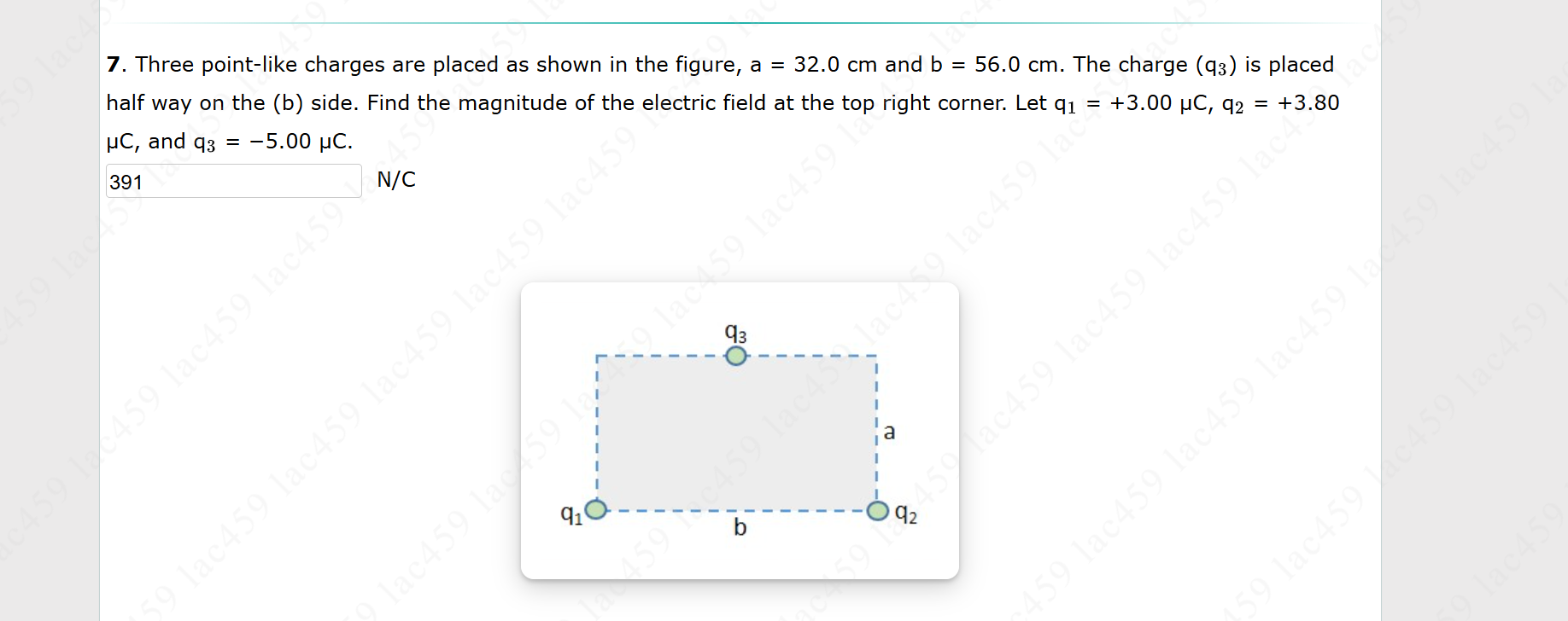 Solved Three point-like charges are placed as shown in the | Chegg.com