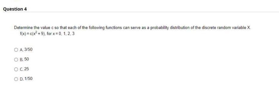 Determine the value c so that each of the following | Chegg.com
