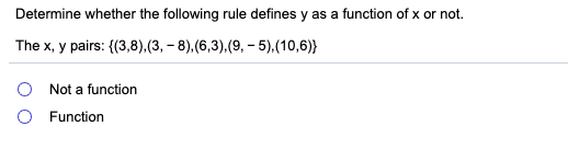 Solved Determine whether the following rule defines y as a | Chegg.com