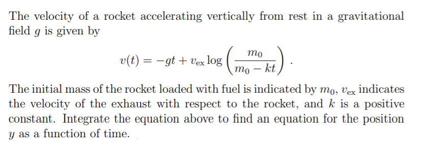 Solved The velocity of a rocket accelerating vertically from | Chegg.com