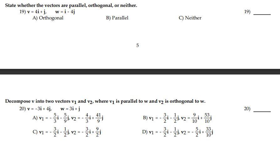 Solved State whether the vectors are parallel, orthogonal, | Chegg.com