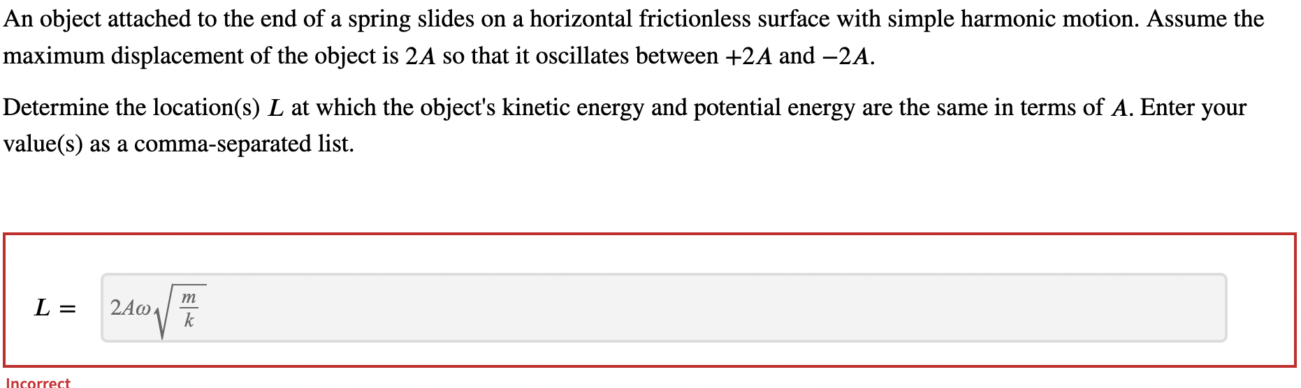 Solved An object attached to the end of a spring slides on a | Chegg.com