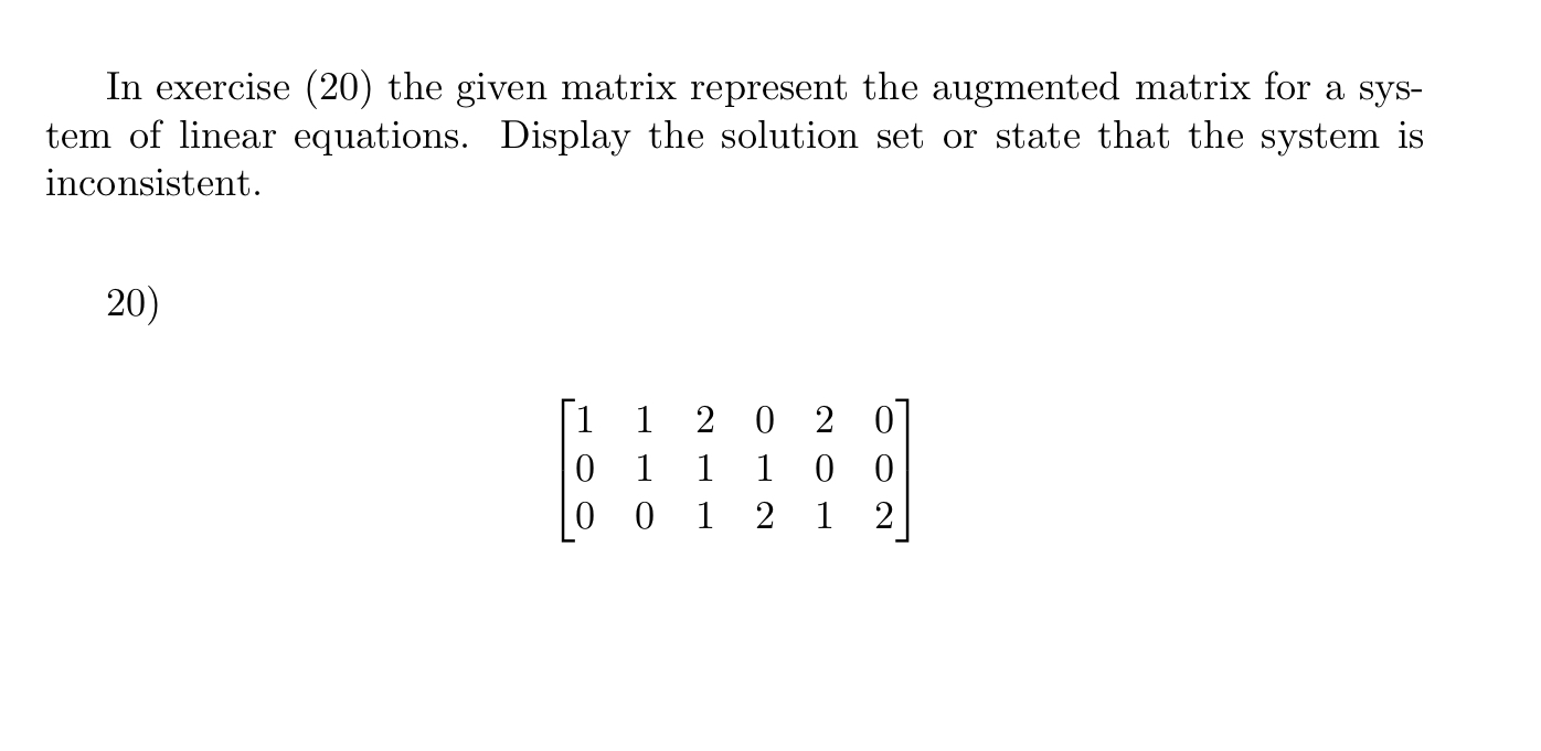 Solved In exercise (20) the given matrix represent the | Chegg.com