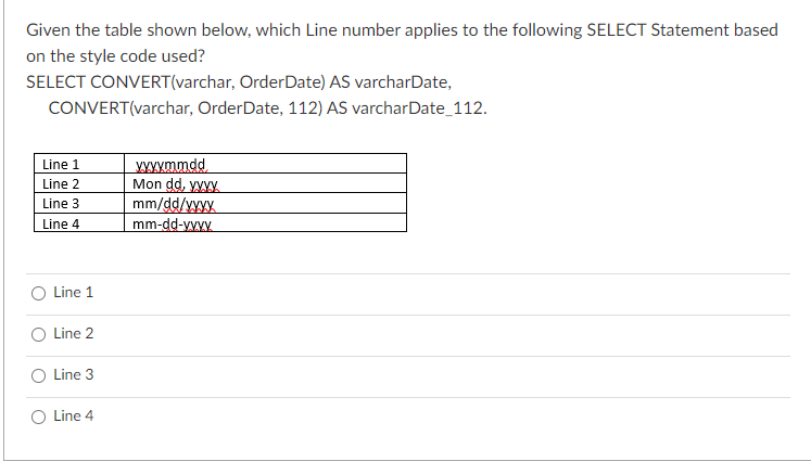 Solved Given the table shown below, which Line number | Chegg.com