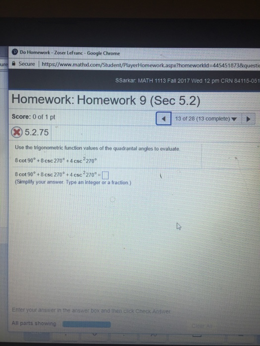 Solved Use the trigonometric function values of the | Chegg.com