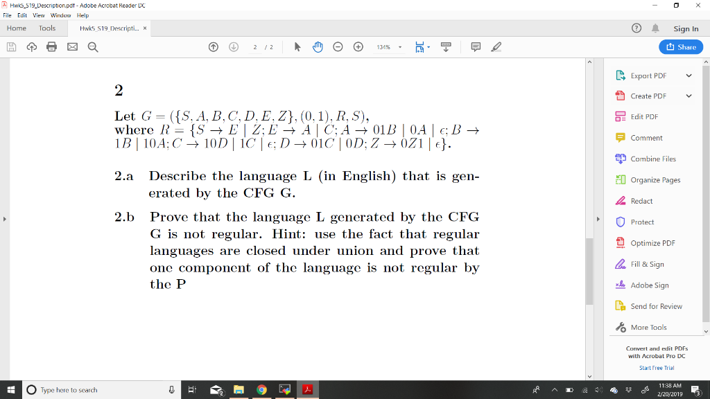 Solved 0 Hwk5_519 Description pat-Adobe Acrobat Reader CC | Chegg.com