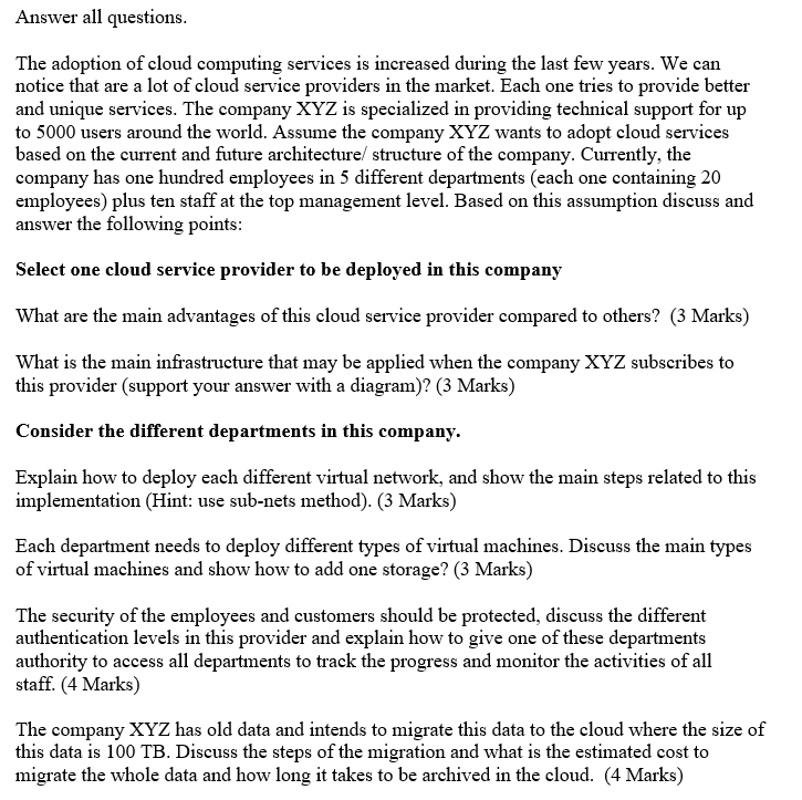 Solved Answer all questions. The adoption of cloud computing | Chegg.com