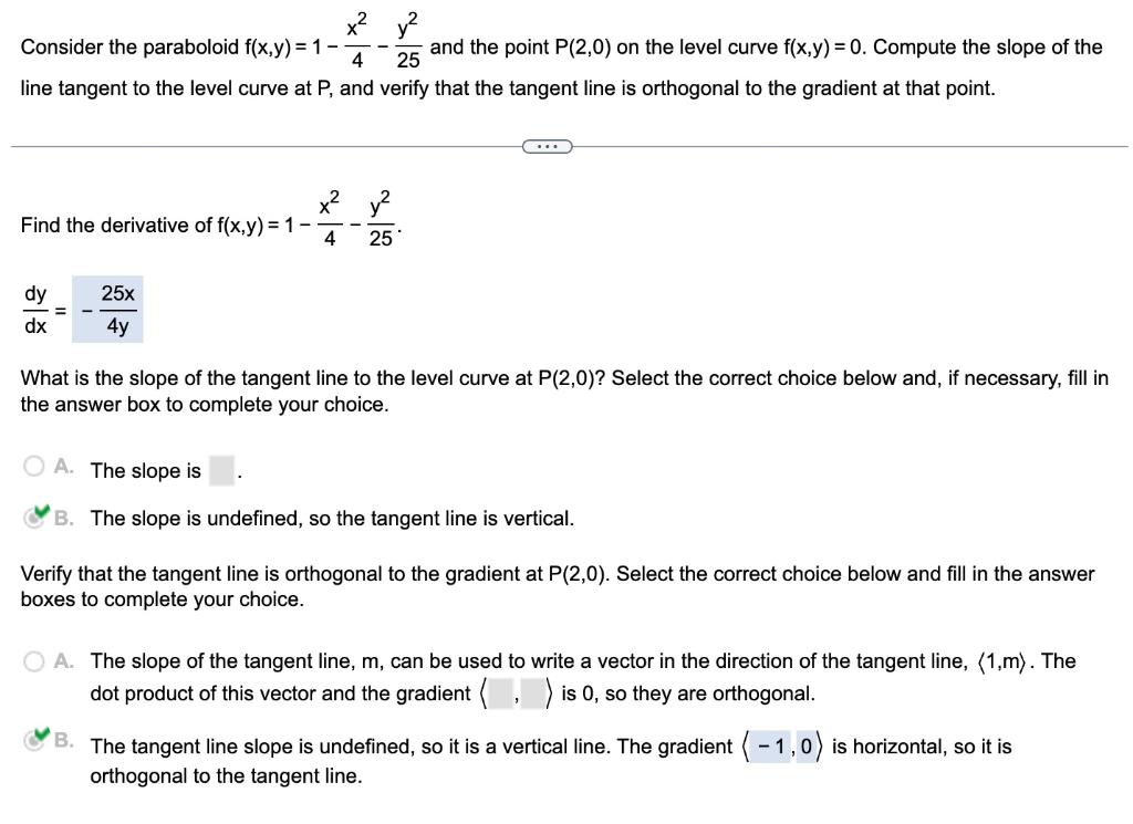 Solved Consider the paraboloid f(x,y)=1−4x2−25y2 and the | Chegg.com