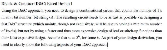 Divide-&-Conquer (D&C) Based Design 1 Using the D&C | Chegg.com