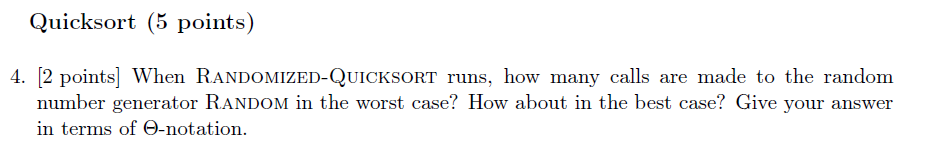 Solved Quicksort (5 points) 4. [2 points] When | Chegg.com