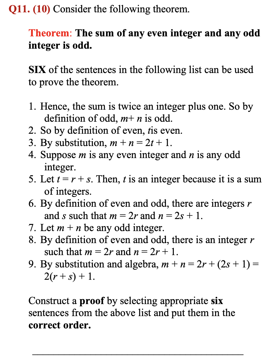 Solved 11 10 Consider The Following Theorem Theorem The 