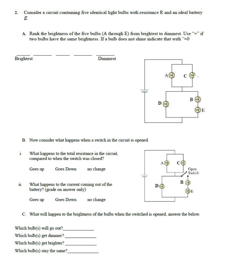 Solved 2. Consider a circuit containing five identical light | Chegg.com