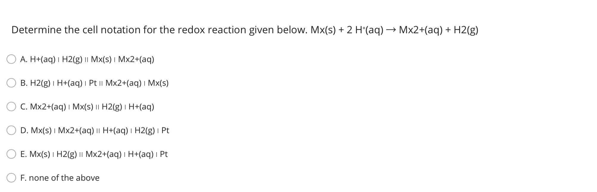 Solved Determine The Cell Notation For The Redox Reaction