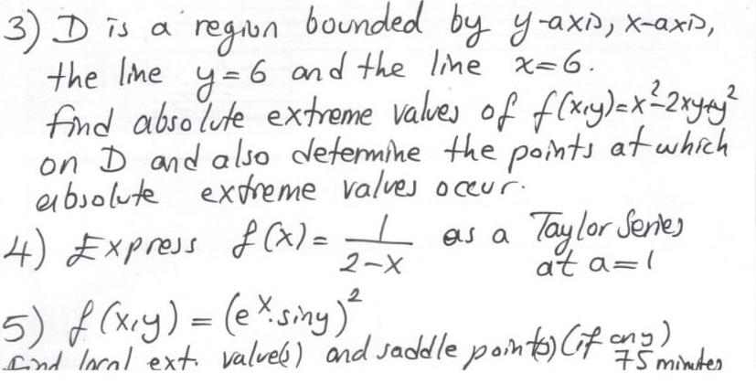 Solved 3 3) D is a region bounded by y-axis, x-axid, the | Chegg.com