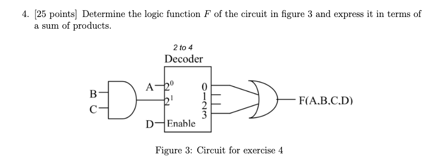 Solved 4. (25 points] Determine the logic function F of the | Chegg.com