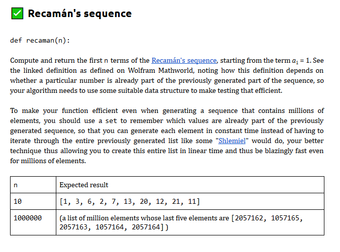 Recamán's sequence def recaman(n): Compute and return | Chegg.com