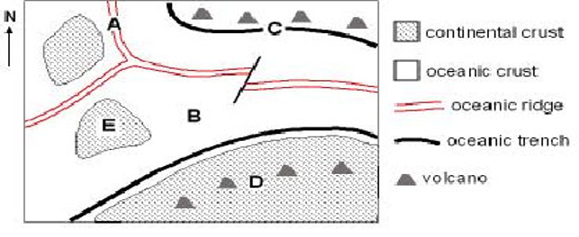 Solved Match the letter with the plate tectonic | Chegg.com