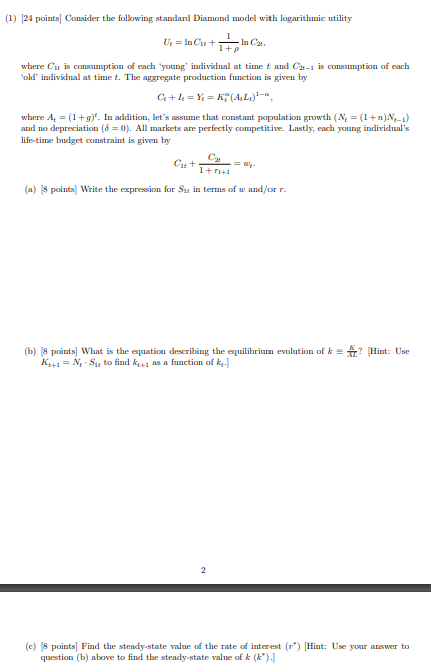 Solved (1) [24 ﻿points] ﻿Consider the following standard | Chegg.com