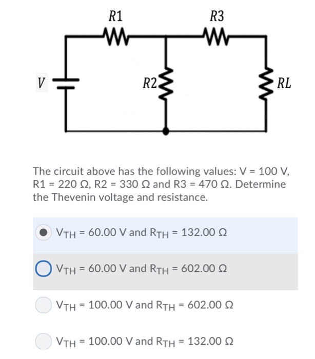 Solved R1 R3 R2 RL The circuit above has the following | Chegg.com