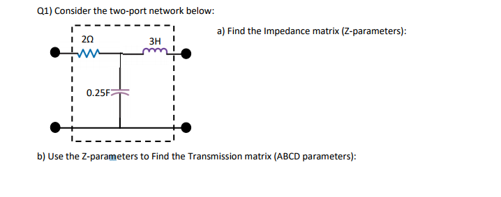 Solved Consider the two-port network below: a) Find the | Chegg.com