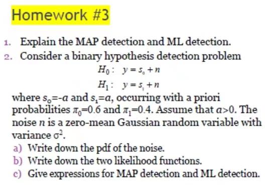 Solved Explain The Map Detection And Ml Detection 2 
