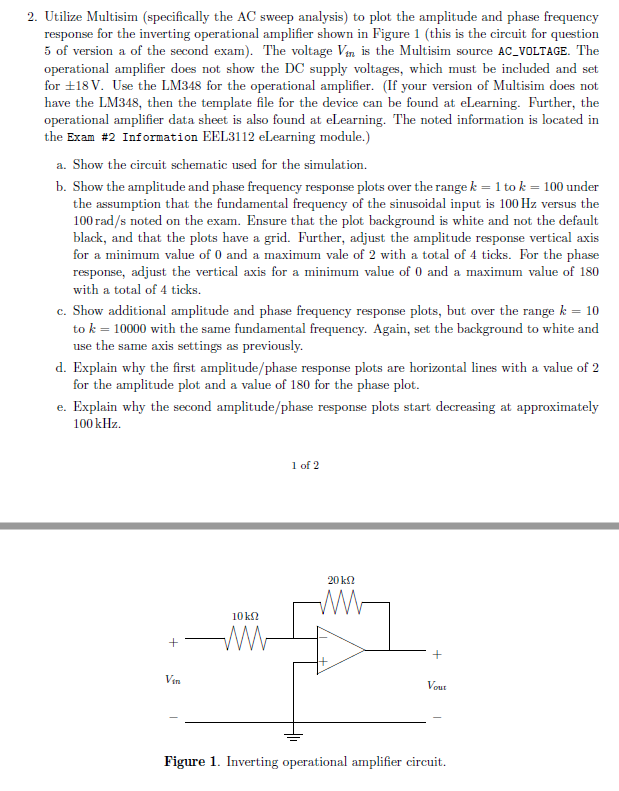 2. Utilize Multisim (specifically the AC sweep | Chegg.com