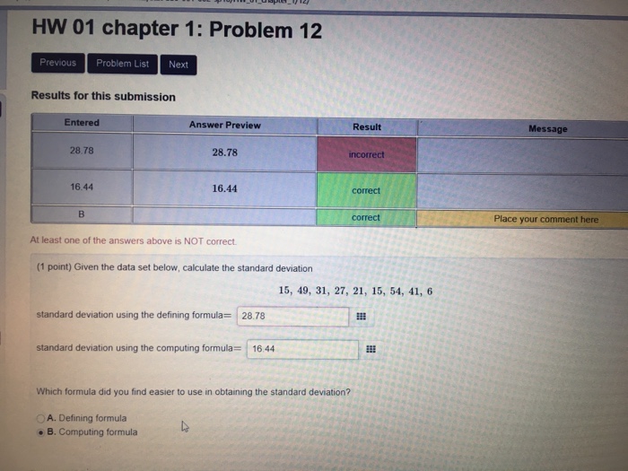 Solved HW 01 chapter 1: Problem 12 Previous Problem List | Chegg.com