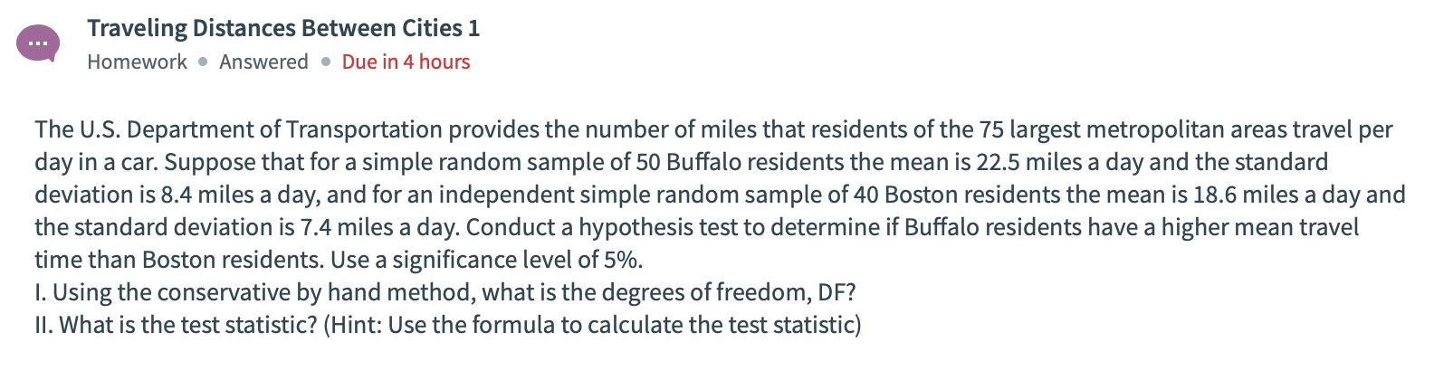 Solved Traveling Distances Between Cities 1 Due in 4 hours | Chegg.com