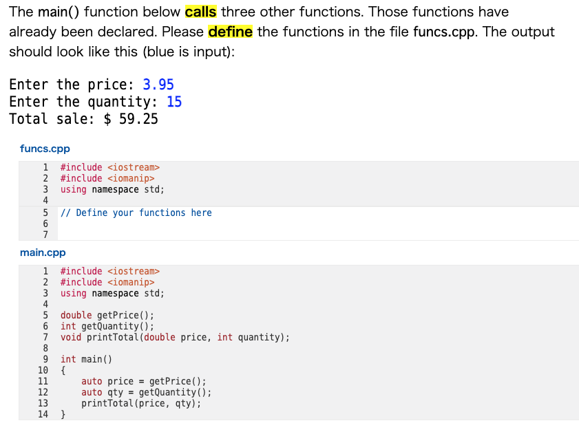Solved (1) (2) The main() function | Chegg.com