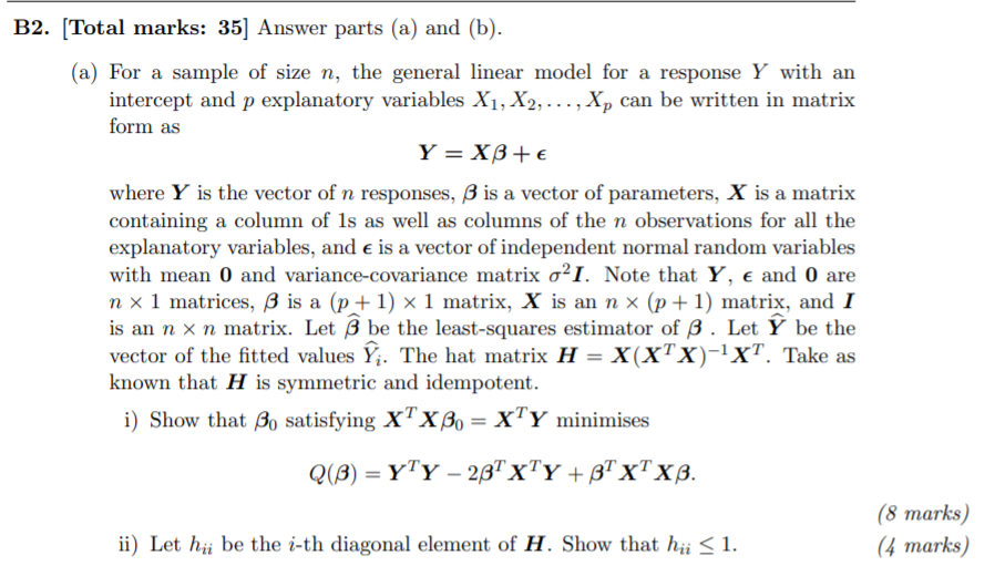 Solved B2. [Total marks: 35) Answer parts (a) and (b). (a) | Chegg.com