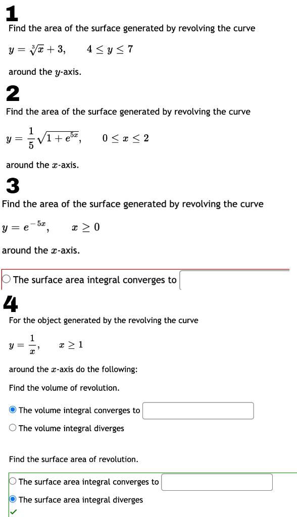 Solved 1 Find the area of the surface generated by revolving | Chegg.com