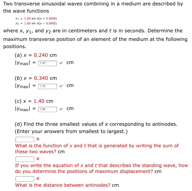 Solved Two transverse sinusoidal waves combining in a medium | Chegg.com