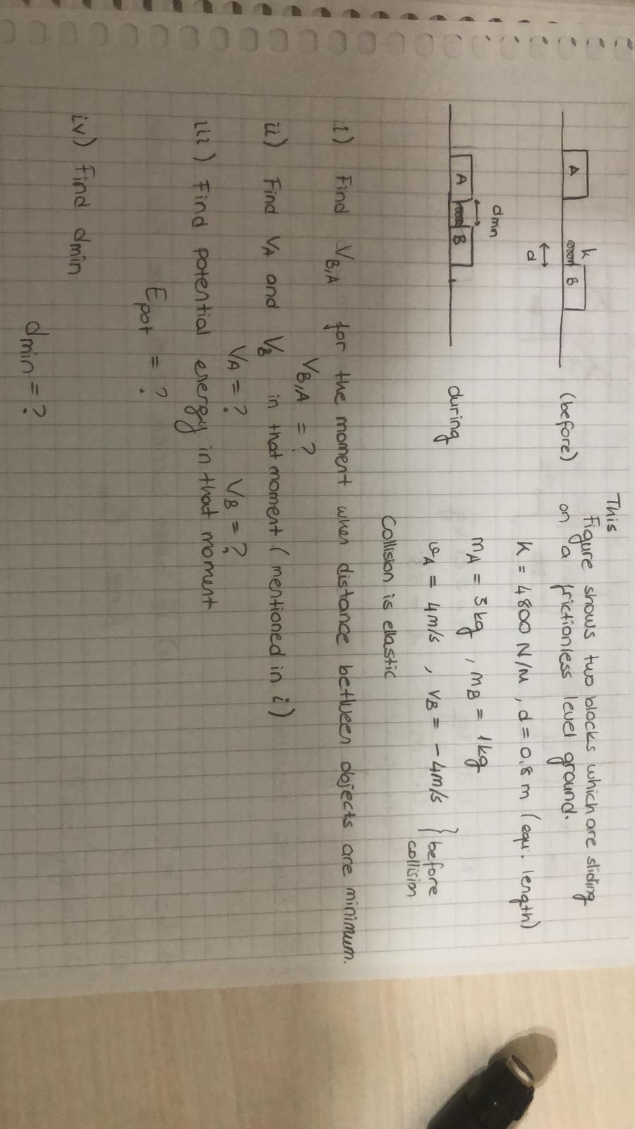 Solved This k A on B (before) Figure shows two blocks which | Chegg.com