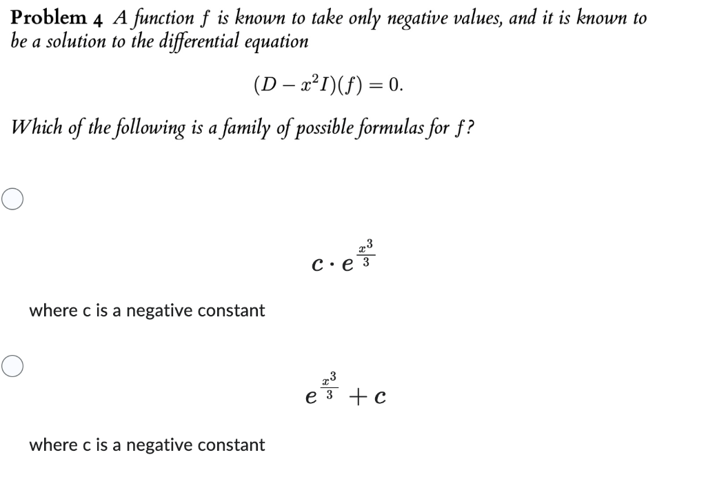 Solved Problem 4 A function f is known to take only negative | Chegg.com