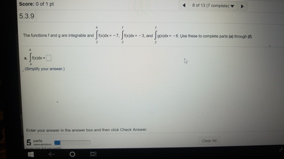Solved Score: 0 of 1 pt 8 of 13 (7 complete) 5.3.9 7 7 The | Chegg.com