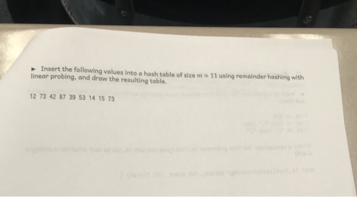 Solved insert the following values into a hash table of size | Chegg.com