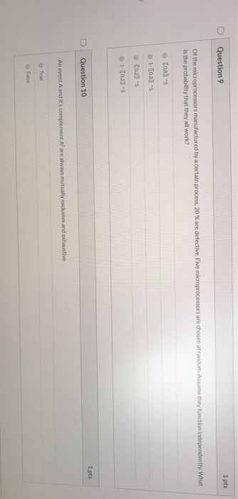 Solved Question 9 1 pts Of the microprocessors manufactured | Chegg.com