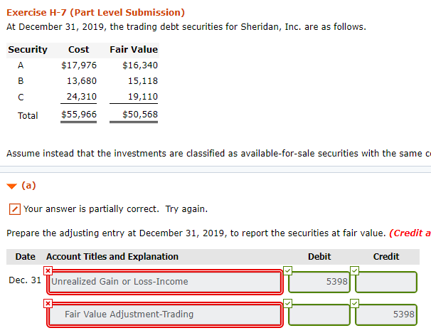 Solved Exercise H-7 (Part Level Submission) At December 31, | Chegg.com