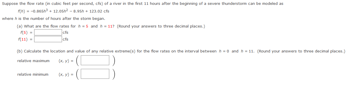 Solved Suppose the flow rate (in cubic feet per second, cfs) | Chegg.com
