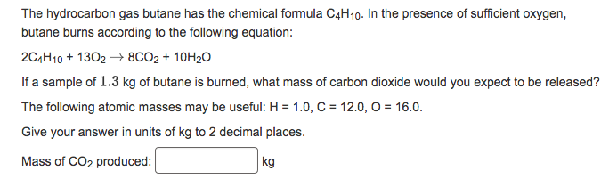 Solved The hydrocarbon gas butane has the chemical formula | Chegg.com