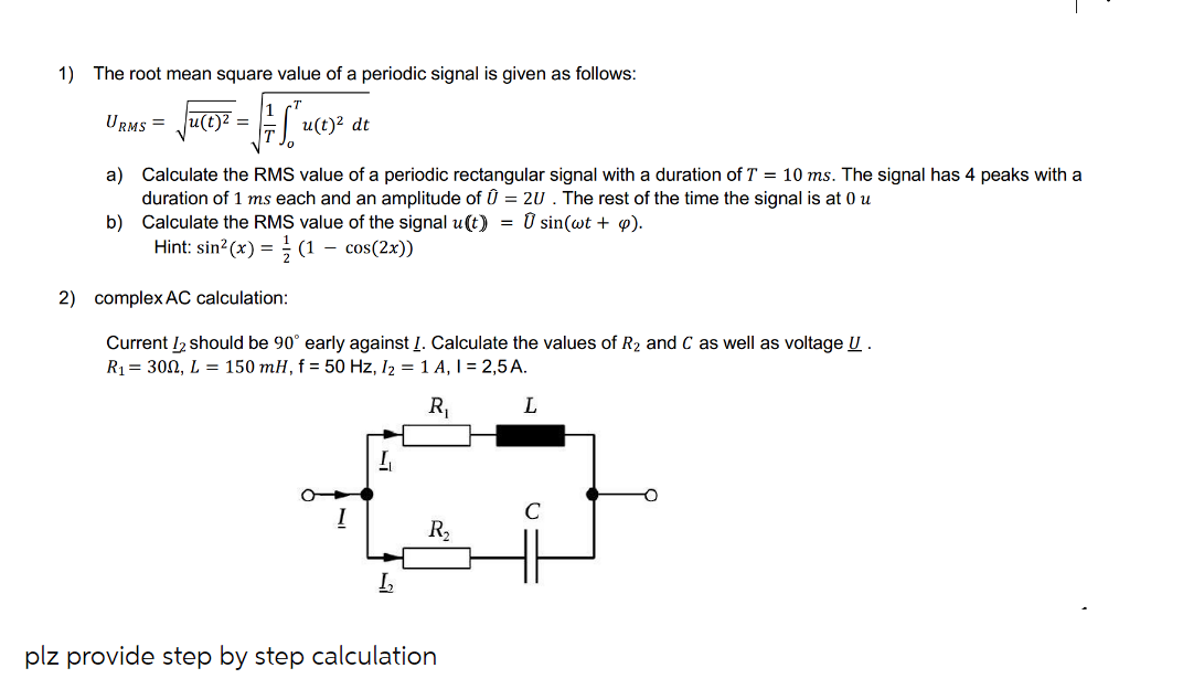 Solved 1) The root mean square value of a periodic signal is | Chegg.com