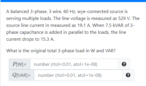 Solved A balanced 3-phase, 3 wire, 60 Hz, wye-connected | Chegg.com
