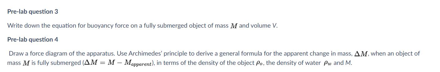 Solved Pre-lab question 1 If a ball floats in water, | Chegg.com