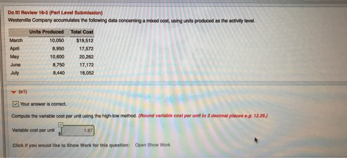 Solved Do It! Review 18-2 (Part Level Submission) | Chegg.com