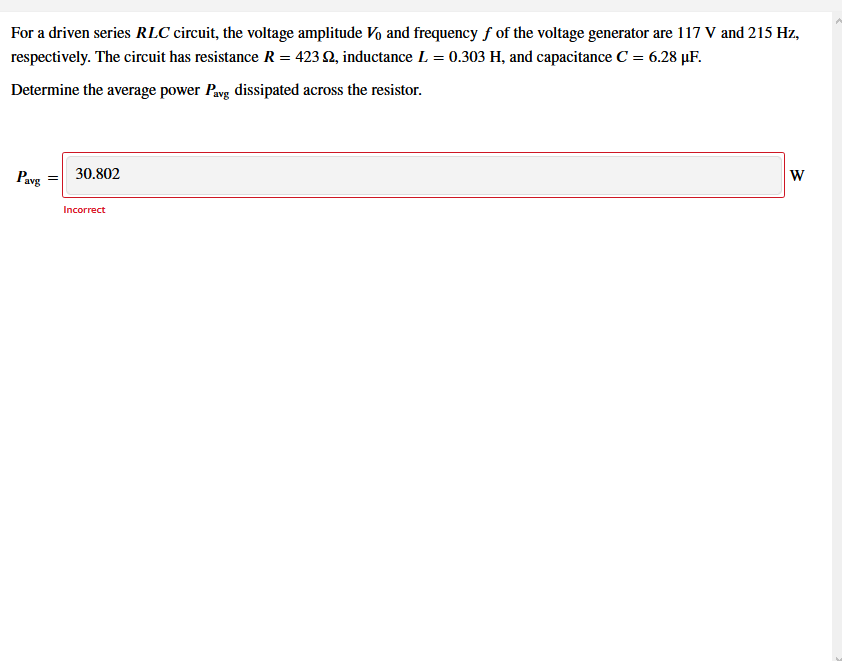 Solved For a driven series RLC circuit, the voltage | Chegg.com