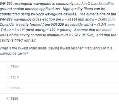 WR-229 rectangular waveguide is commonly used in | Chegg.com