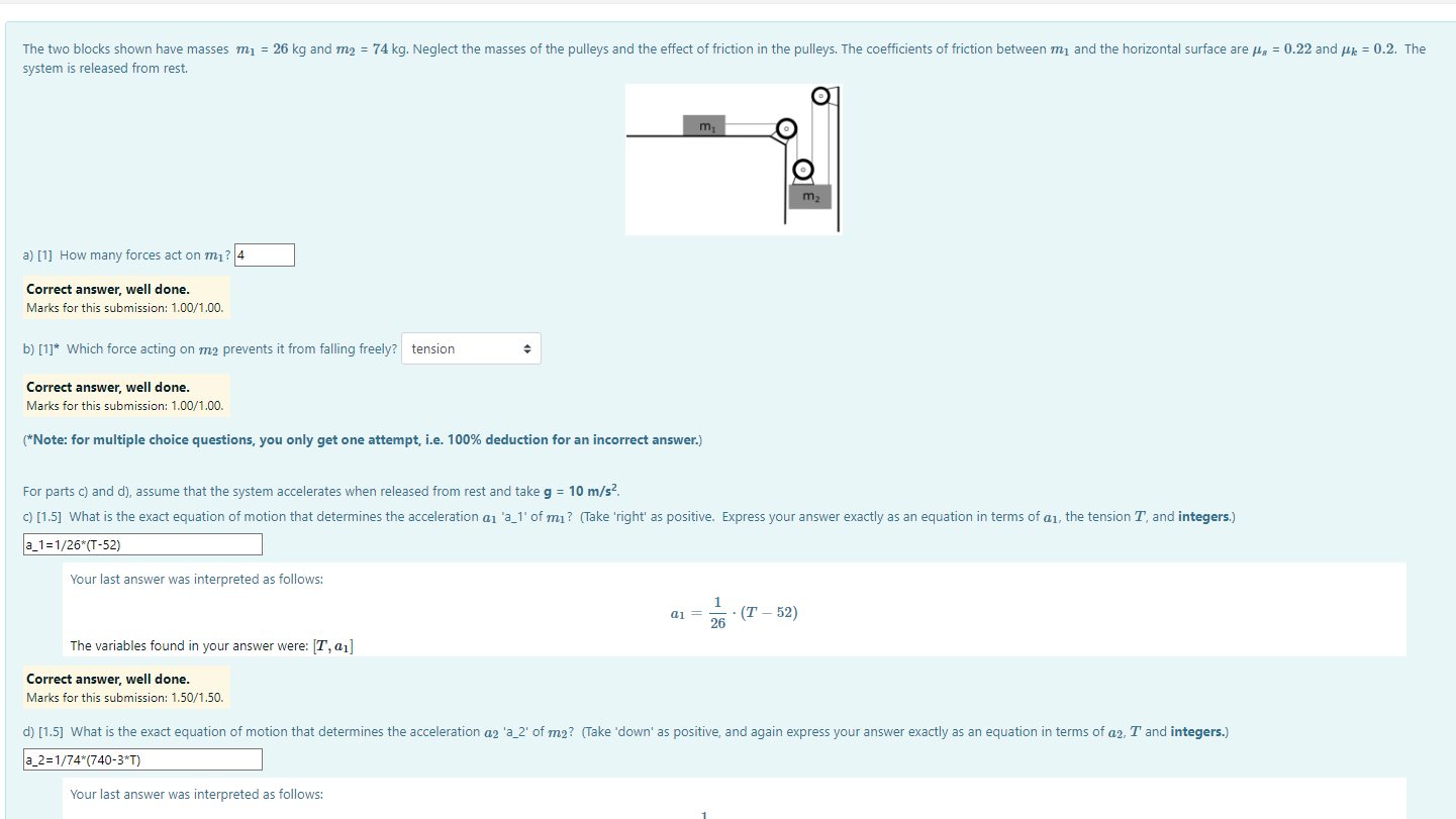 Solved system is released from rest. a) [1] How many forces | Chegg.com