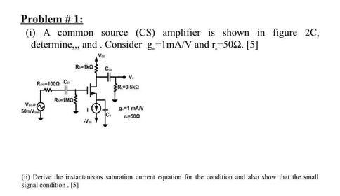Solved Problem #1: (1) A common source (CS) amplifier is | Chegg.com