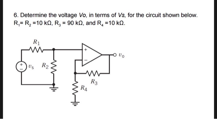 Solved 6. Determine the voltage Vo, in terms of Vs, for the | Chegg.com