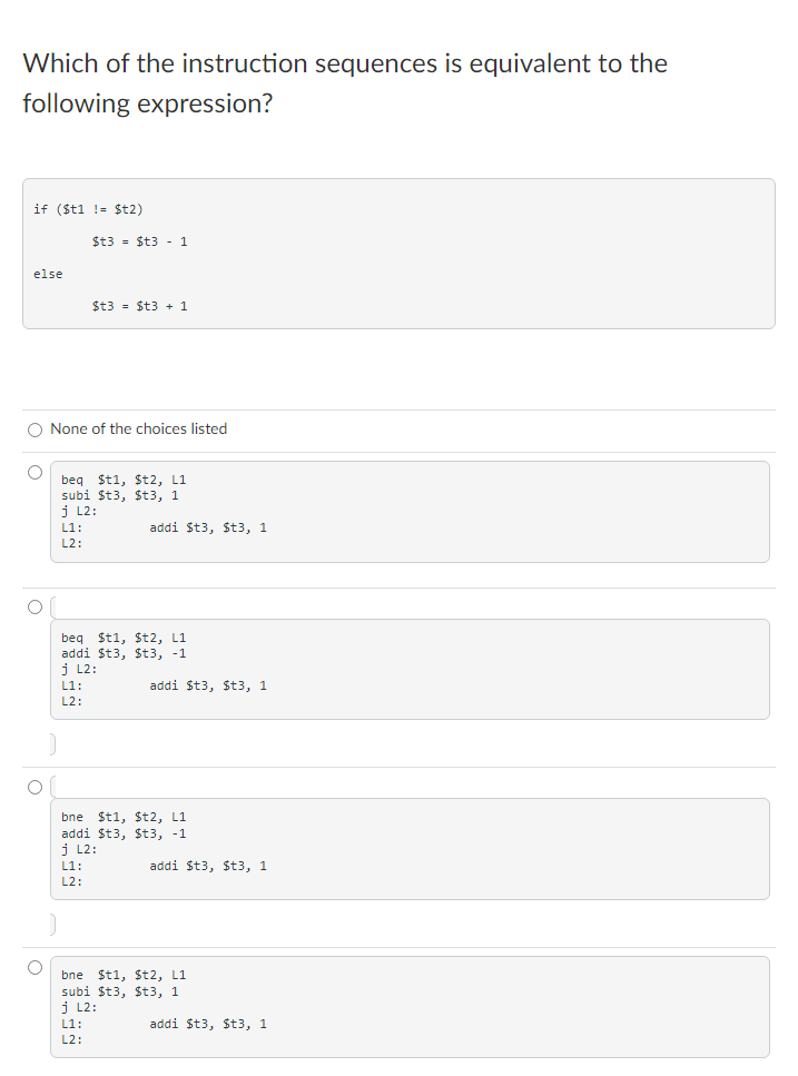 Solved Which of the instruction sequences is equivalent to | Chegg.com
